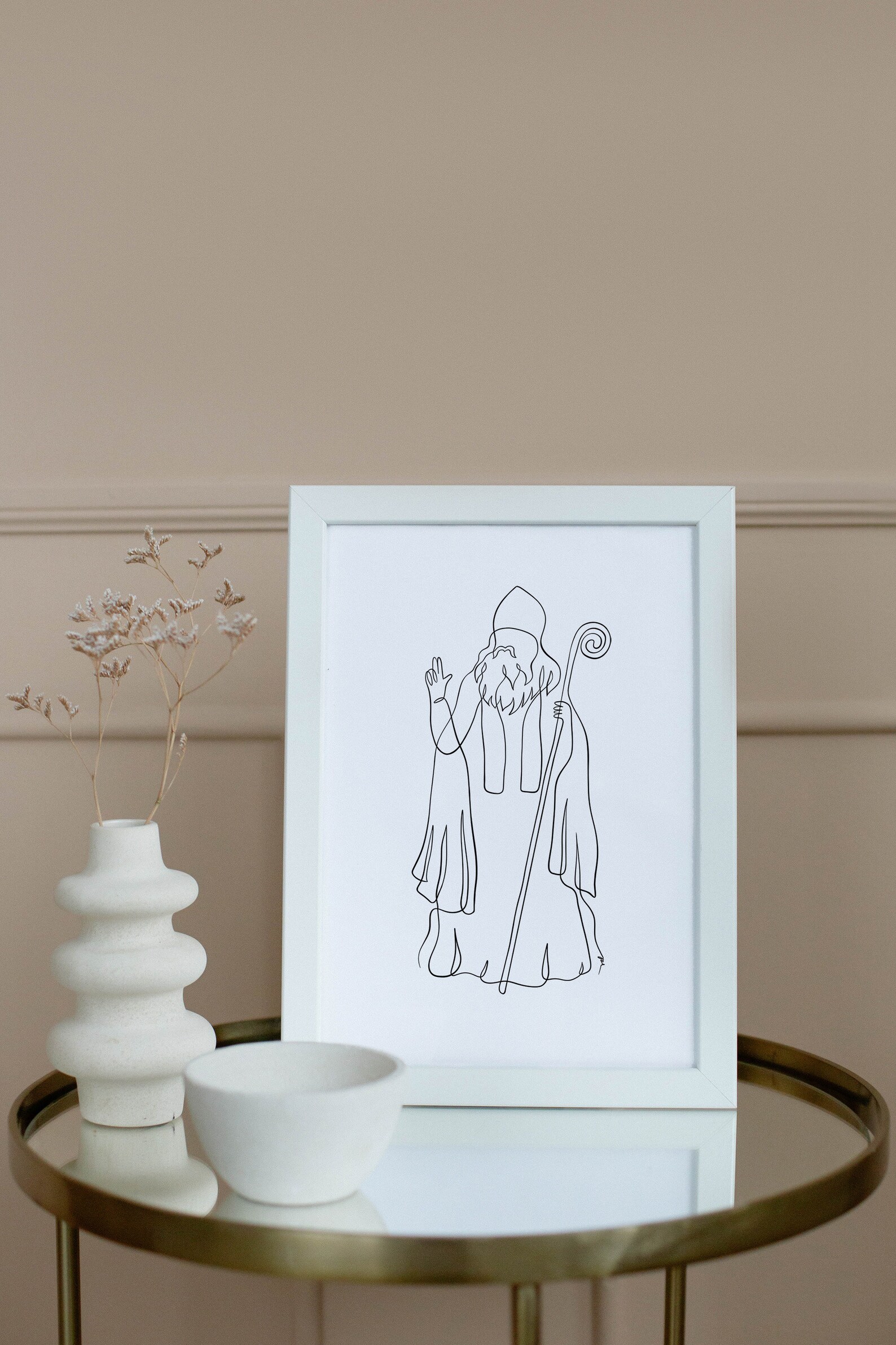 Saint Nicholas Art Print St Nicholas Icon Christian Line Art Poster ...