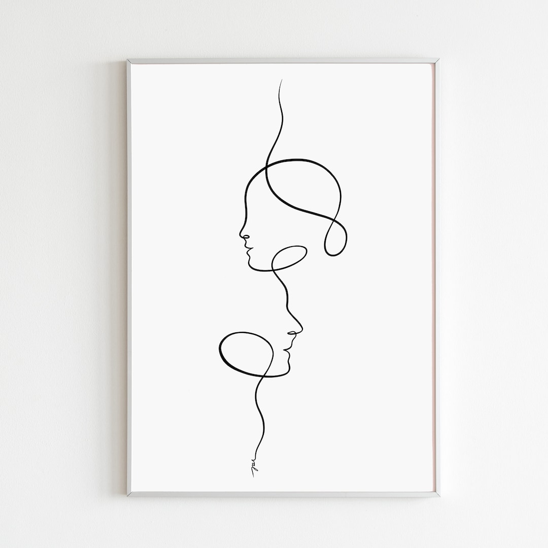 Couple Line Art Printable, One Line Drawing Couple Print, Abstract ...