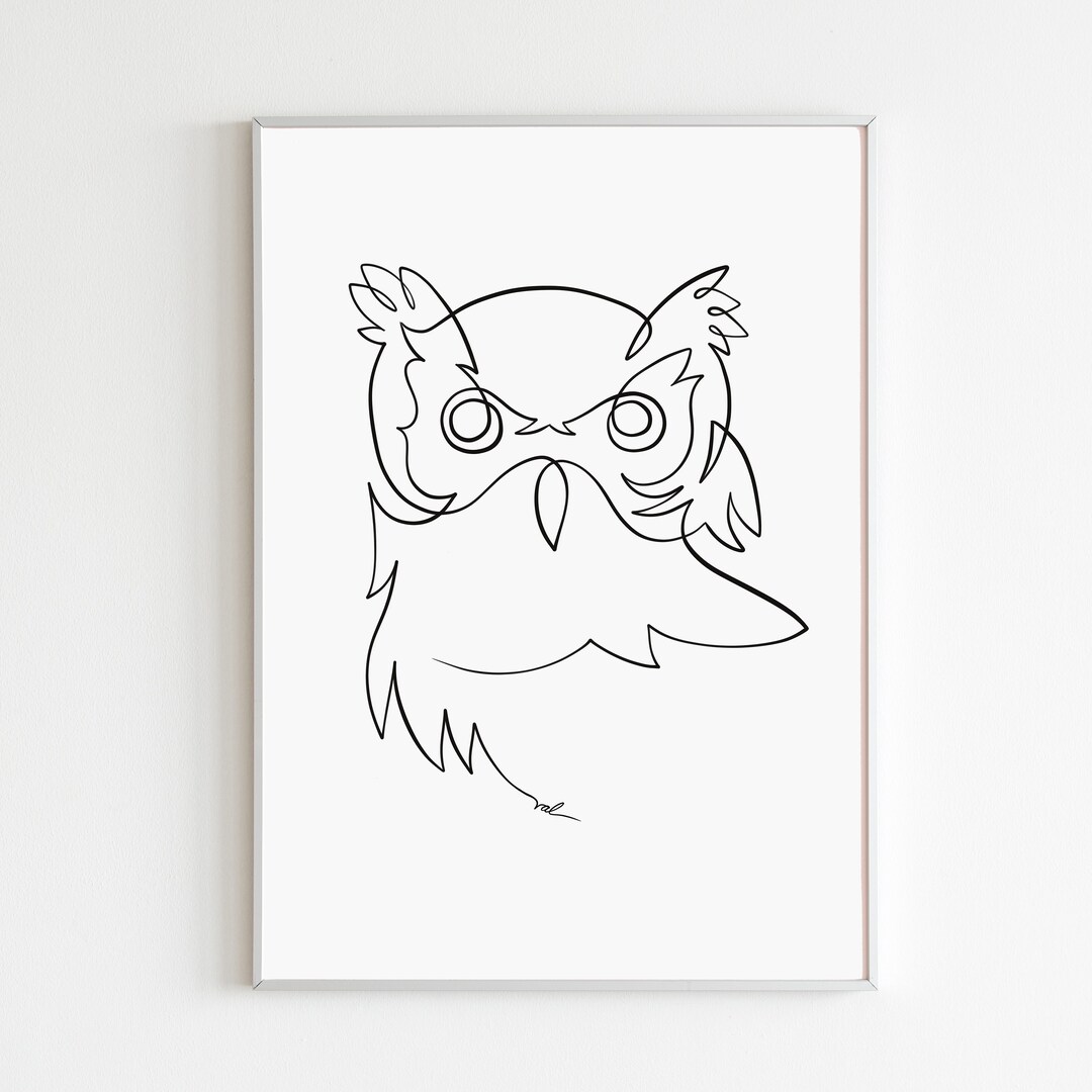 Owl Line Art, Minimalist Bird Drawing, Continuous Stroke Nocturnal ...