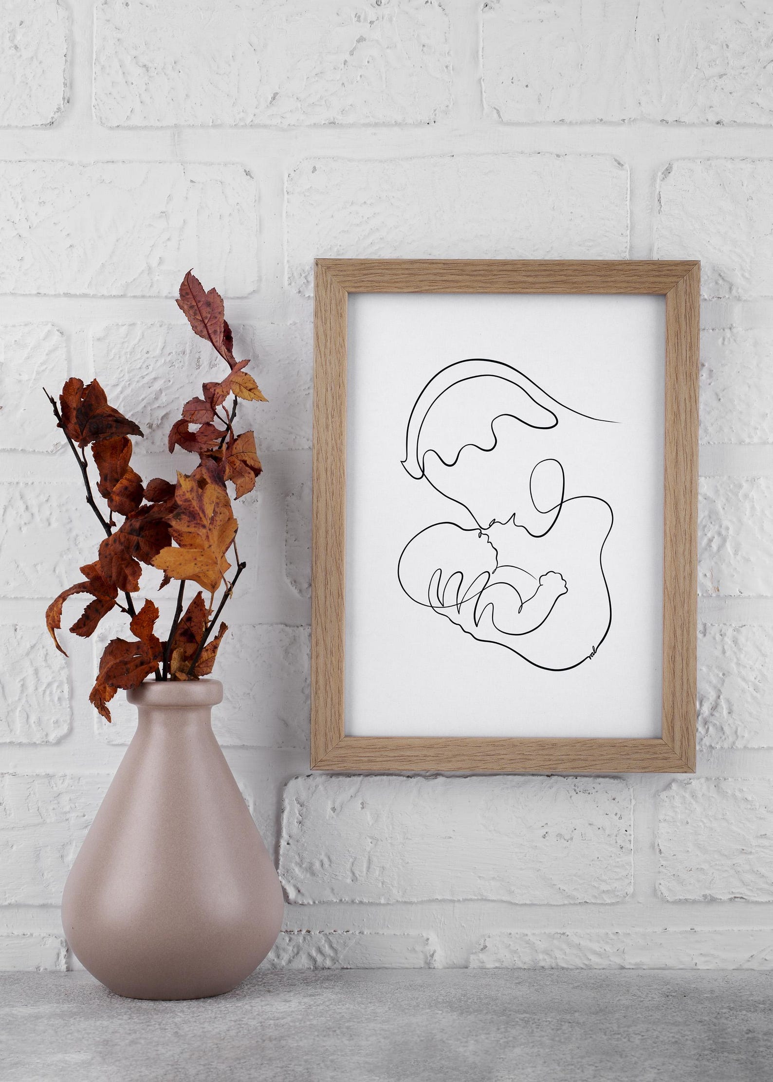 Father Baby Line Art Print, Dad Newborn Minimalist Drawing, Parenthood ...
