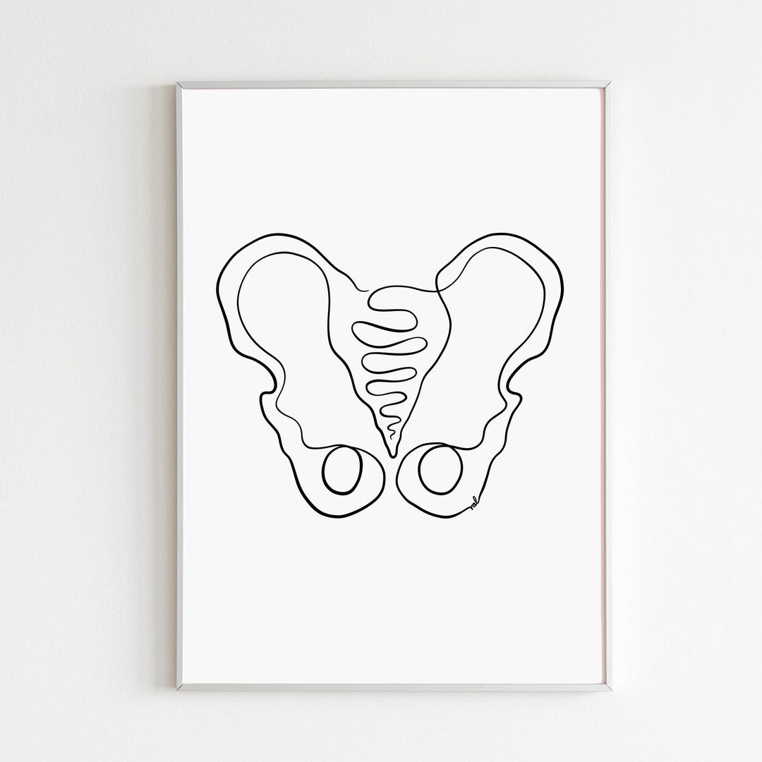 Pelvis Anatomy Line Art Print, Minimalist Male Pelvic Floor Wall Decor ...