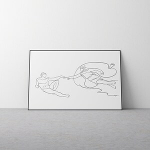 The Creation of Adam Art Print, Minimalist Creation of Adam Wall Art ...