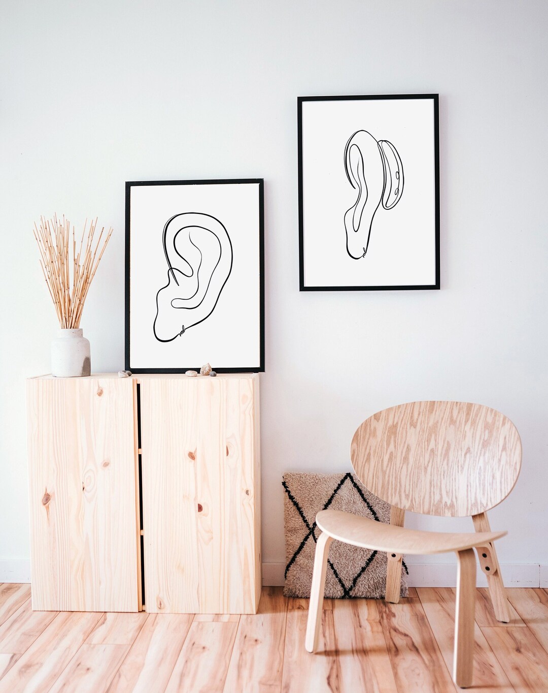 Ear Anatomy With Hearing Aid Art Set of 2 Audiology Posters Audiology ...