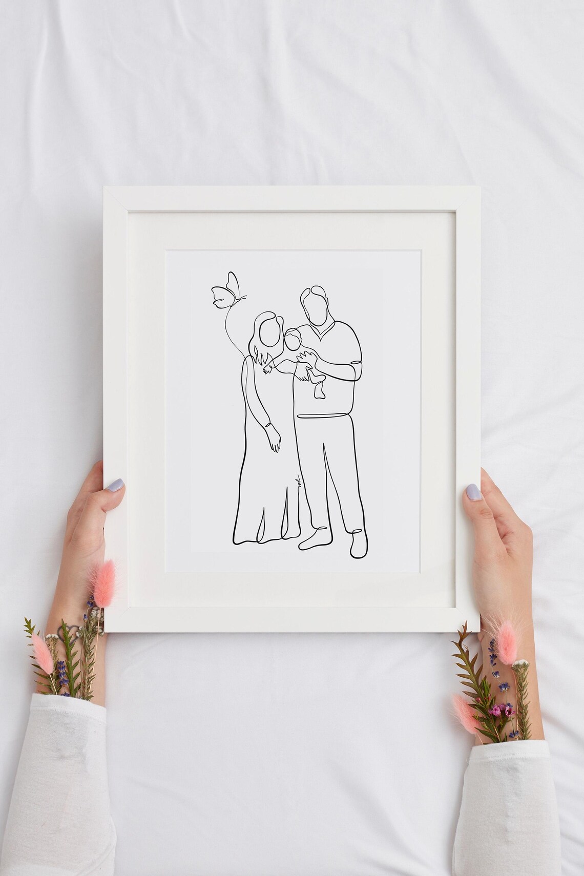 Custom Miscarriage Baby Loss Family Portrait, Angel Family One Line ...