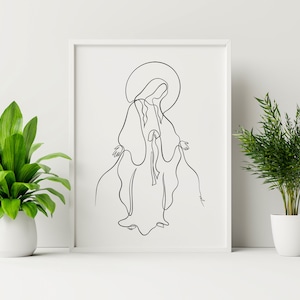 Virgin Mary Art Print, Mother Mary Art, Our Lady of Grace, Saint Mary ...