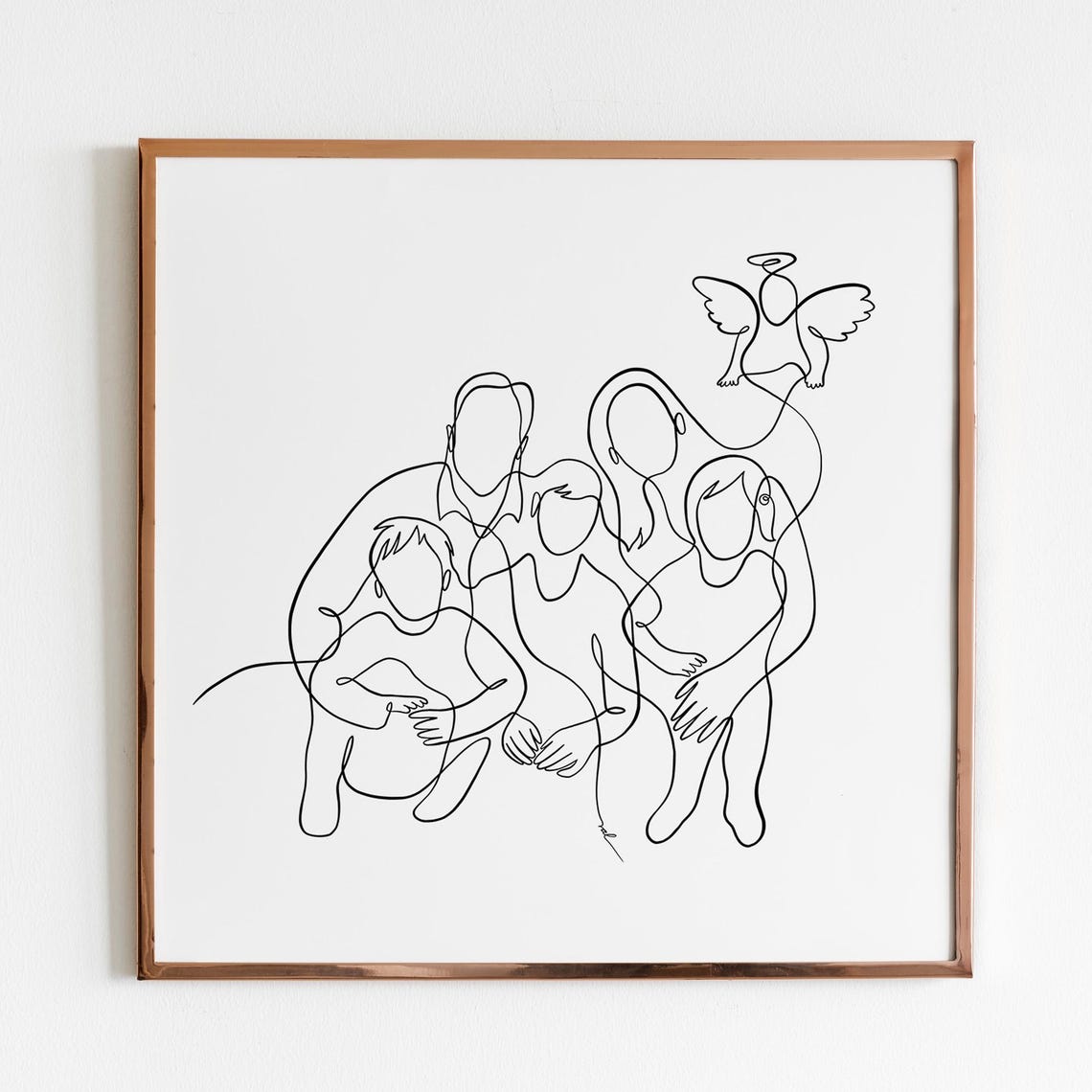 Custom Miscarriage Baby Loss Family Portrait, Angel Family One Line ...