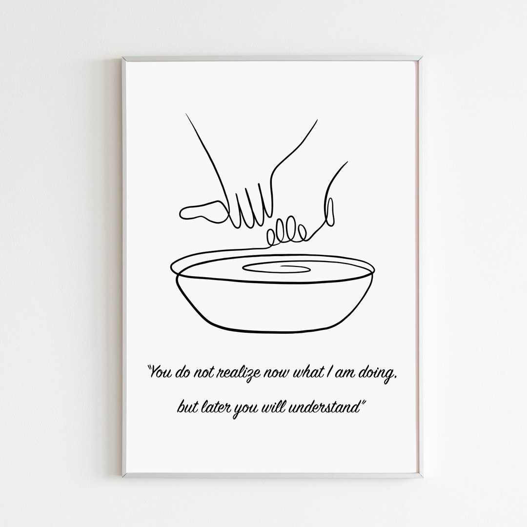 Washing the Feet Print, Bible Verse Artwork, Maudy Thursday Wall Decor ...
