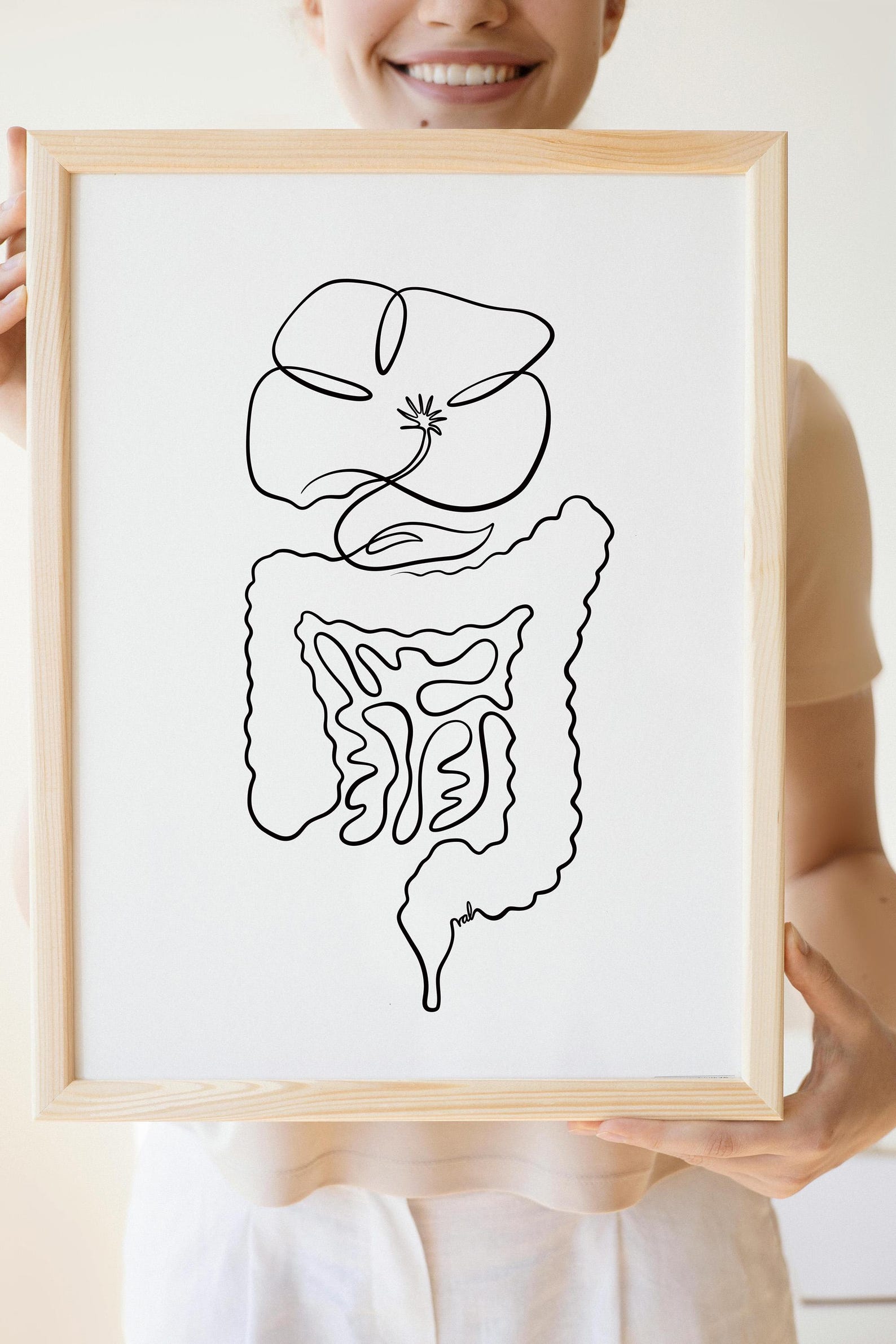 Digestive System Art Print, Gastrointestinal Tract Drawing, One Line ...
