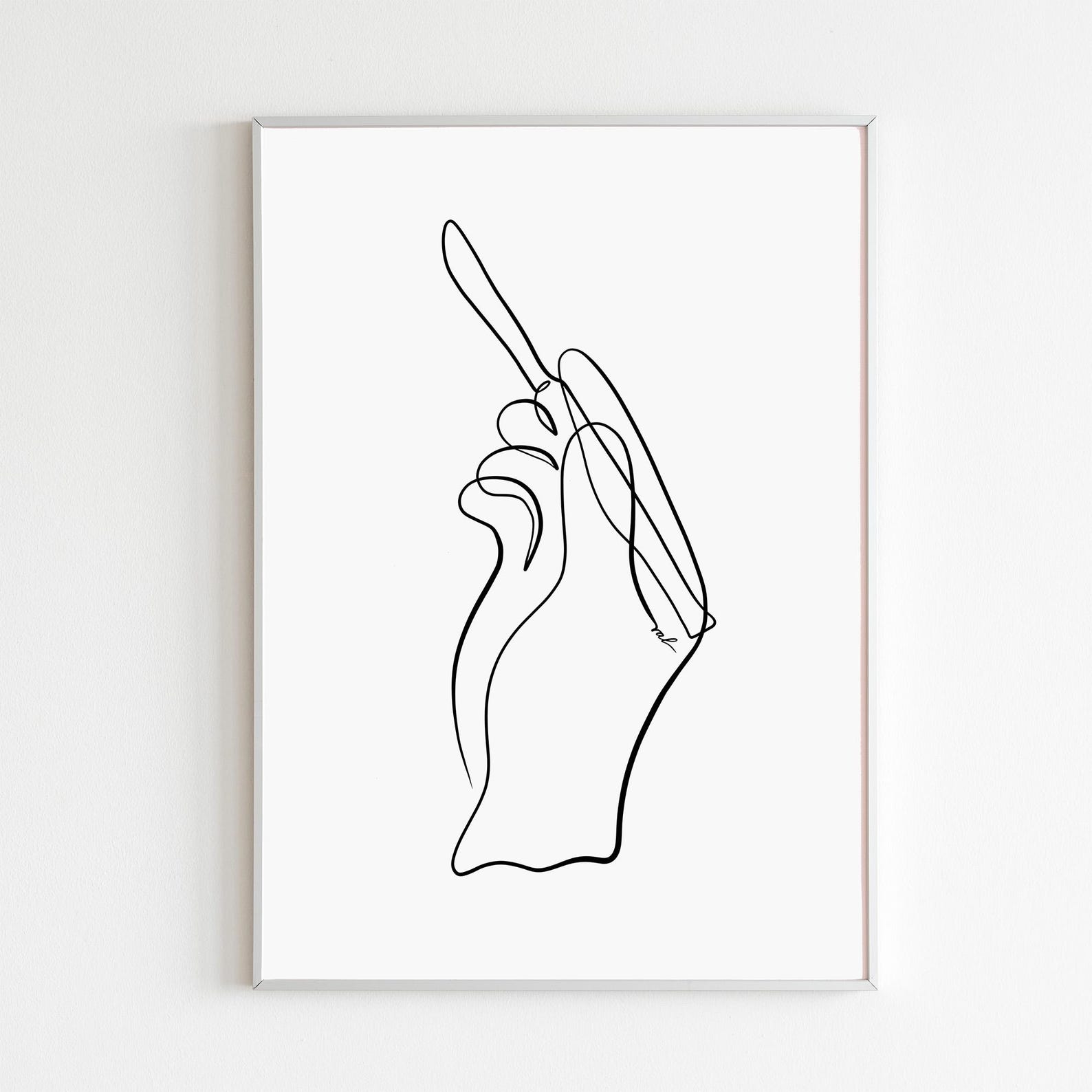 Hand Holding Scalpel Line Art Print, Minimalist Medical Poster ...