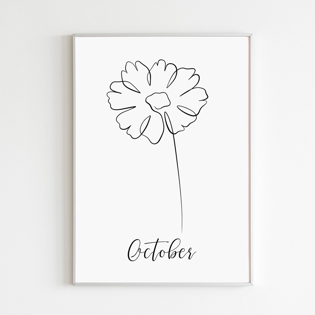 Cosmos Birth Flower Art Print, October Birth Month Flowers Printable ...