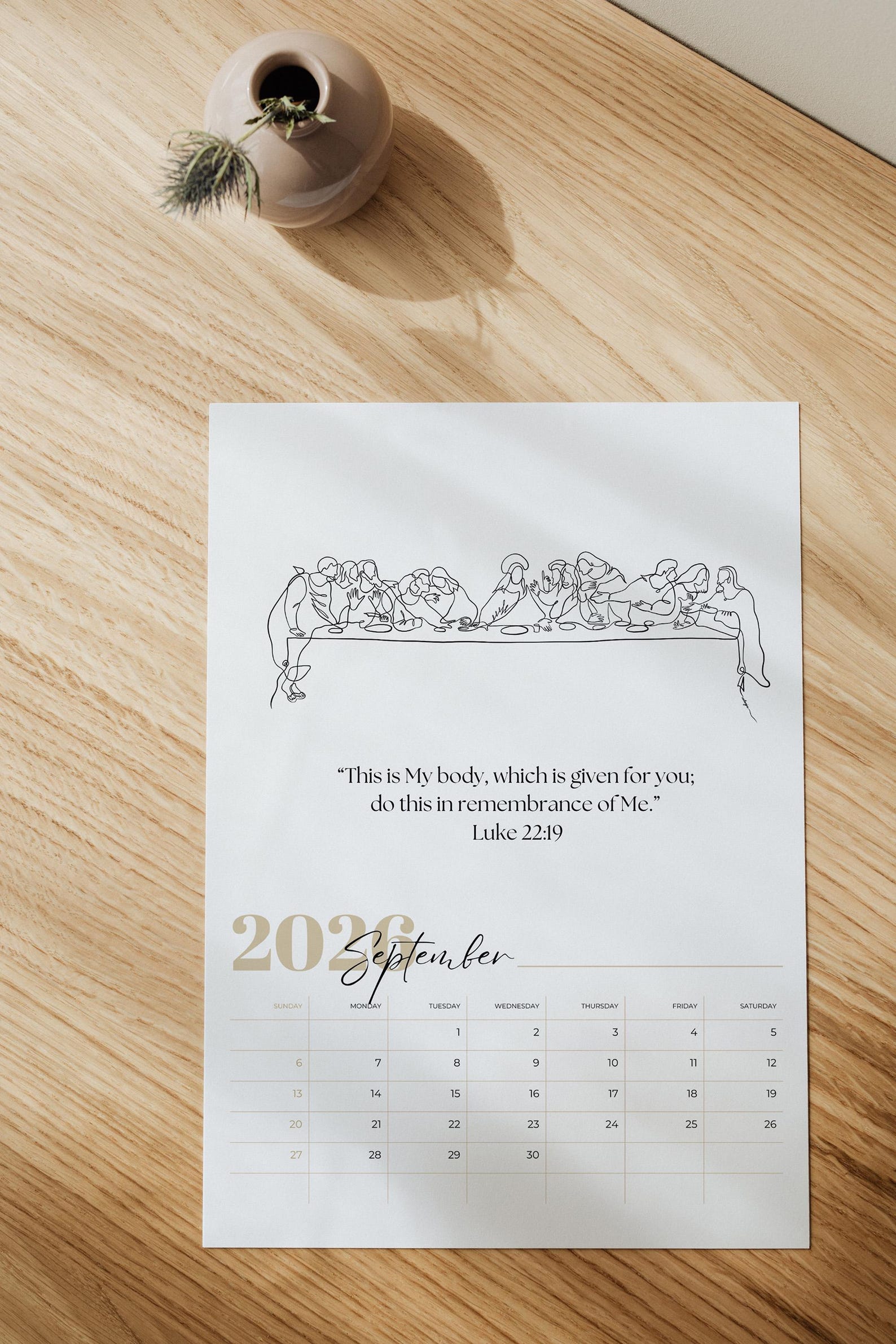 Christian Calendar 2026, Printable Catholic Month Planner, Bible Verse ...