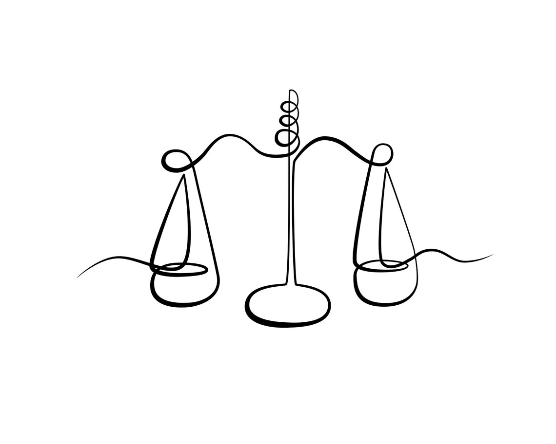 Scales of Justice Art Lawyer One Line Art Print Lawyer | Etsy