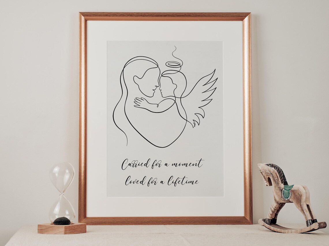 Custom Miscarriage Baby Loss Family Portrait, Angel Family One Line ...