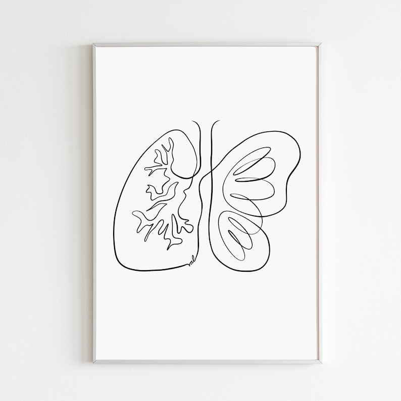 Lungs Butterfly Art Print Lung Art Minimalist Abstract Lung Butterfly ...