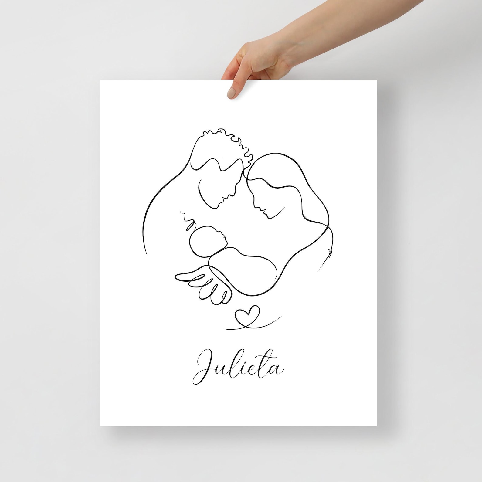 Custom Miscarriage Baby Loss Family Portrait, Angel Family One Line ...