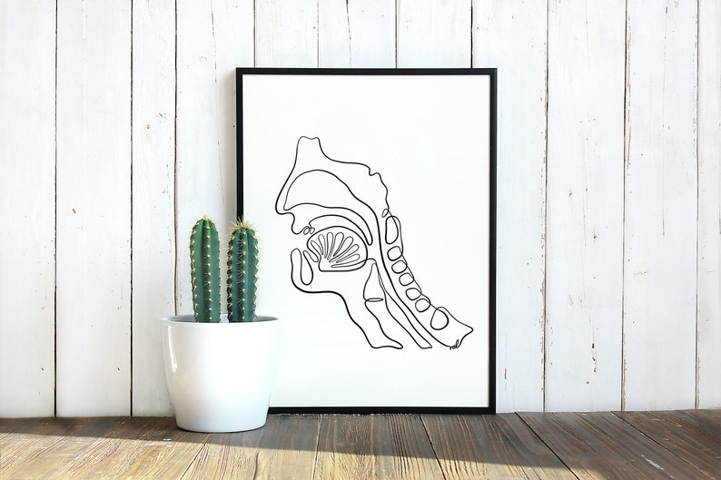 Anatomy Mouth Throat Art Print, Speech Language Pathology One Line ...