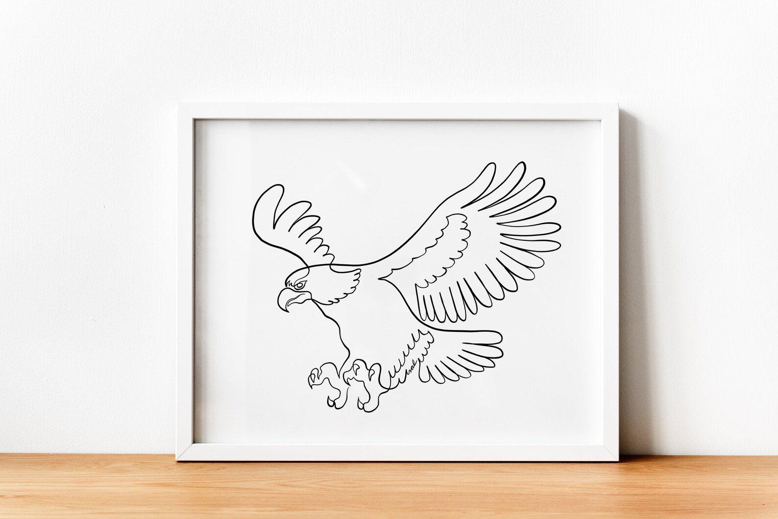 Eagle Line Art, Minimalist Bird Wall Decor, Black and White Raptor ...