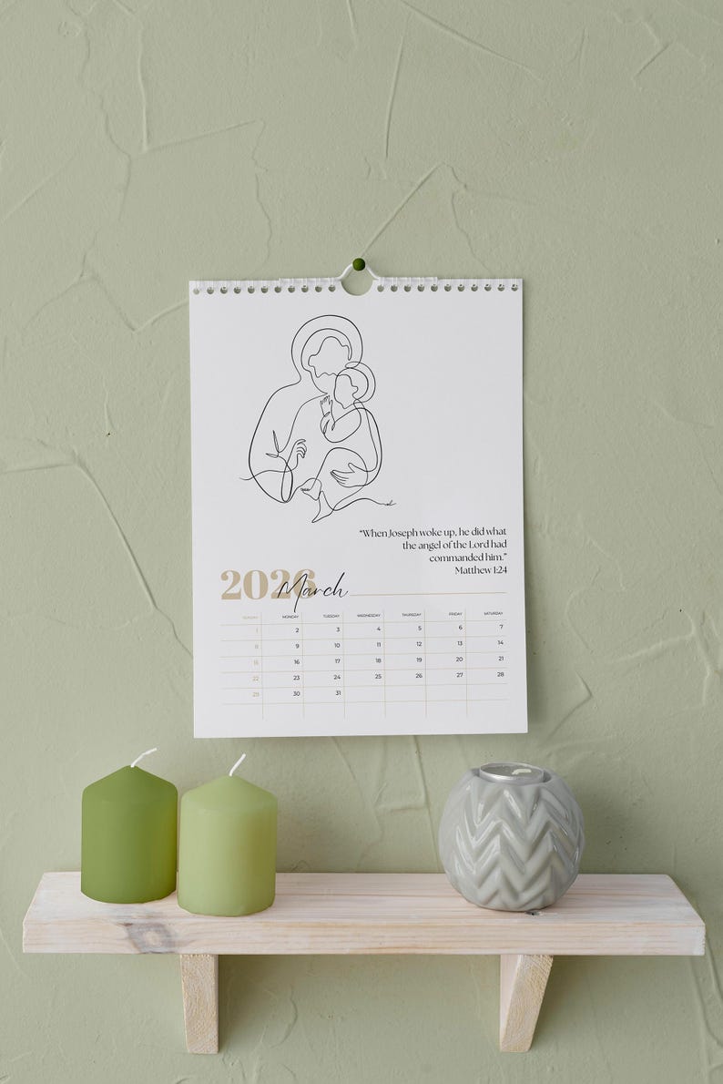 Christian Calendar 2026, Printable Catholic Month Planner, Bible Verse ...