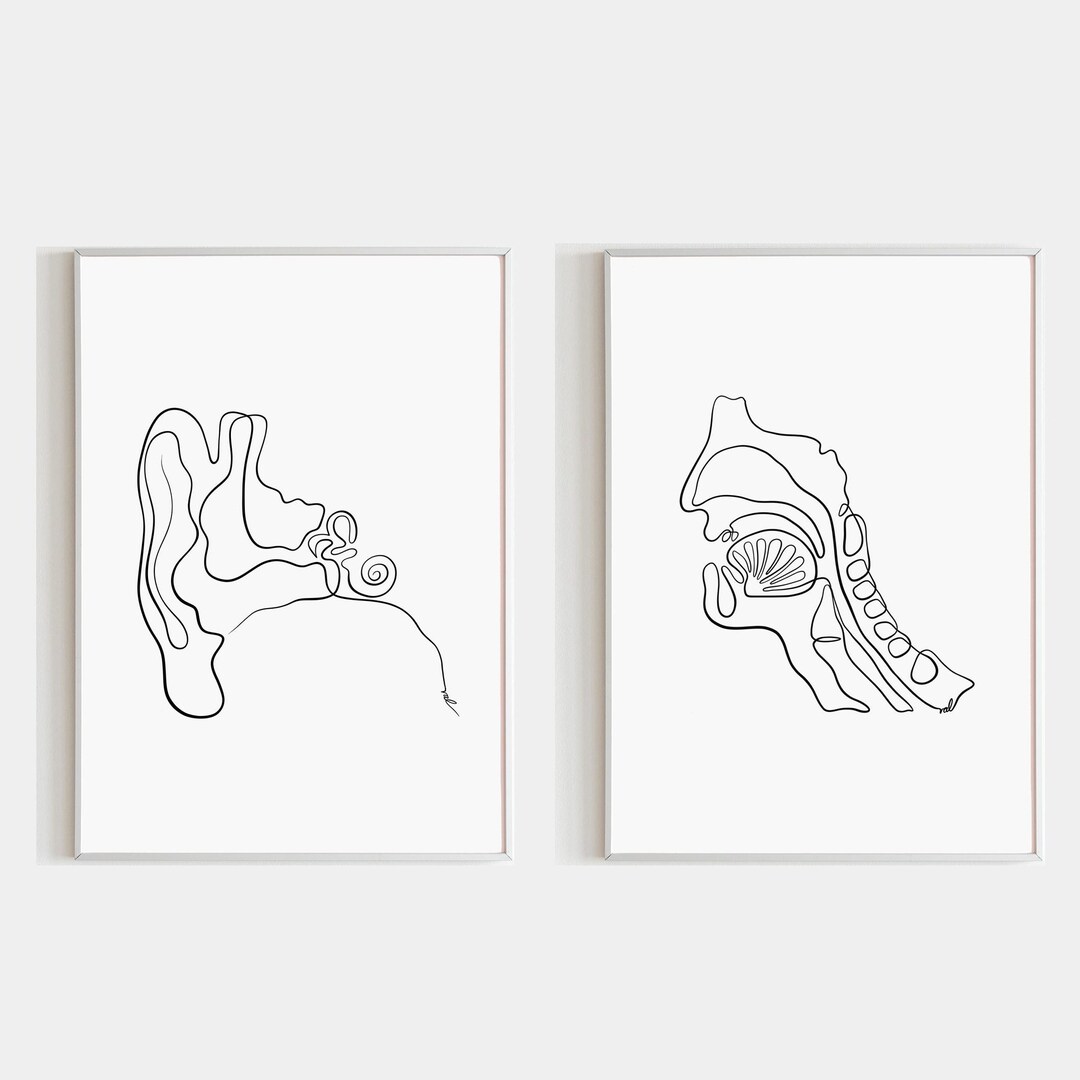 Human Ear Throat Anatomy Wall Art Set of 2 Prints ENT Posters Two Piece ...