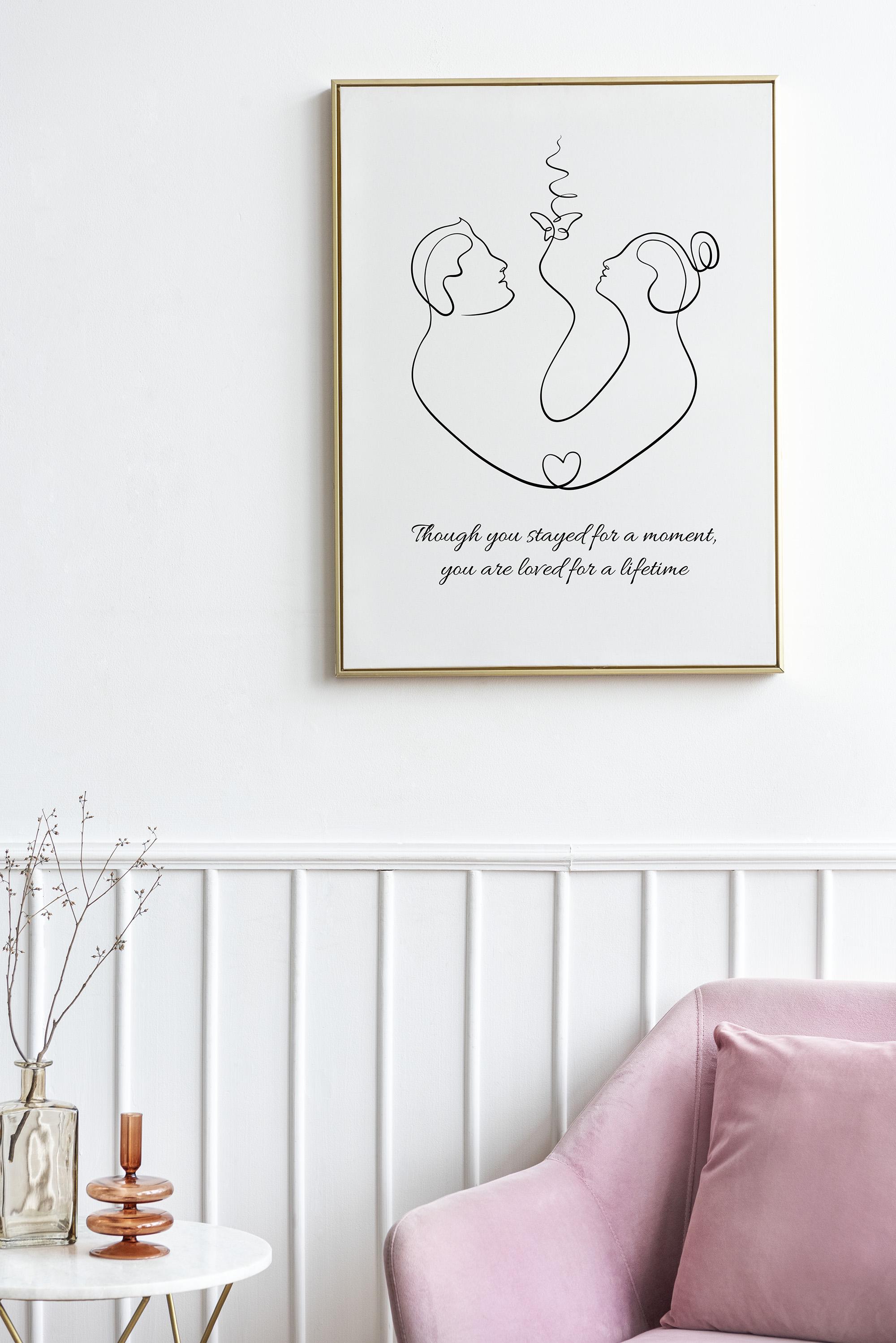 Bereavement Art Baby Loss Butterfly Printable One Line Drawing Couple ...