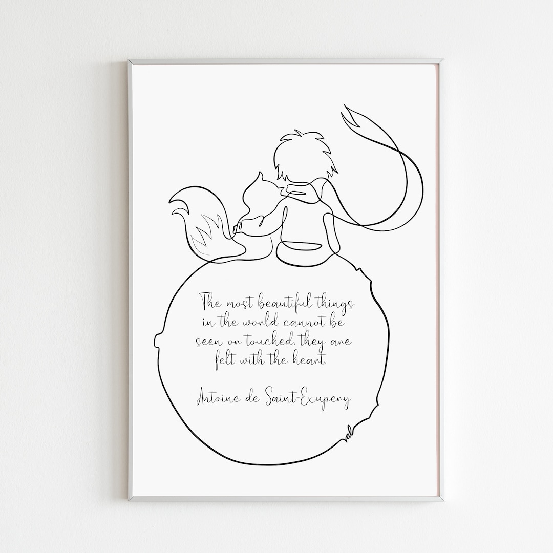 Little Prince Fox Quote Art Print, Minimalist Literary Decor, One Line ...