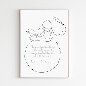 Little Prince Fox Quote Art Print, Minimalist Literary Decor, One Line ...