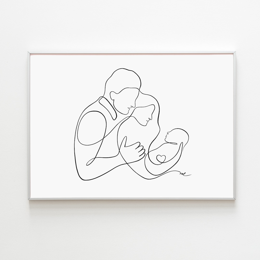 Family Line Art Personalised Family Portrait Illustration - Etsy