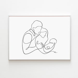 Family Line Art Personalised Family Portrait Illustration - Etsy