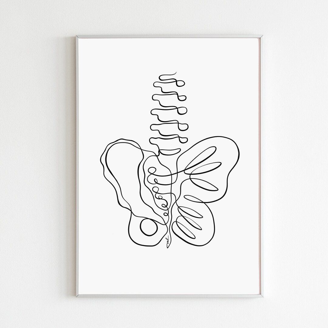 Spine Pelvic Floor Print, Physical Therapy Art, Pelvic Health Art ...