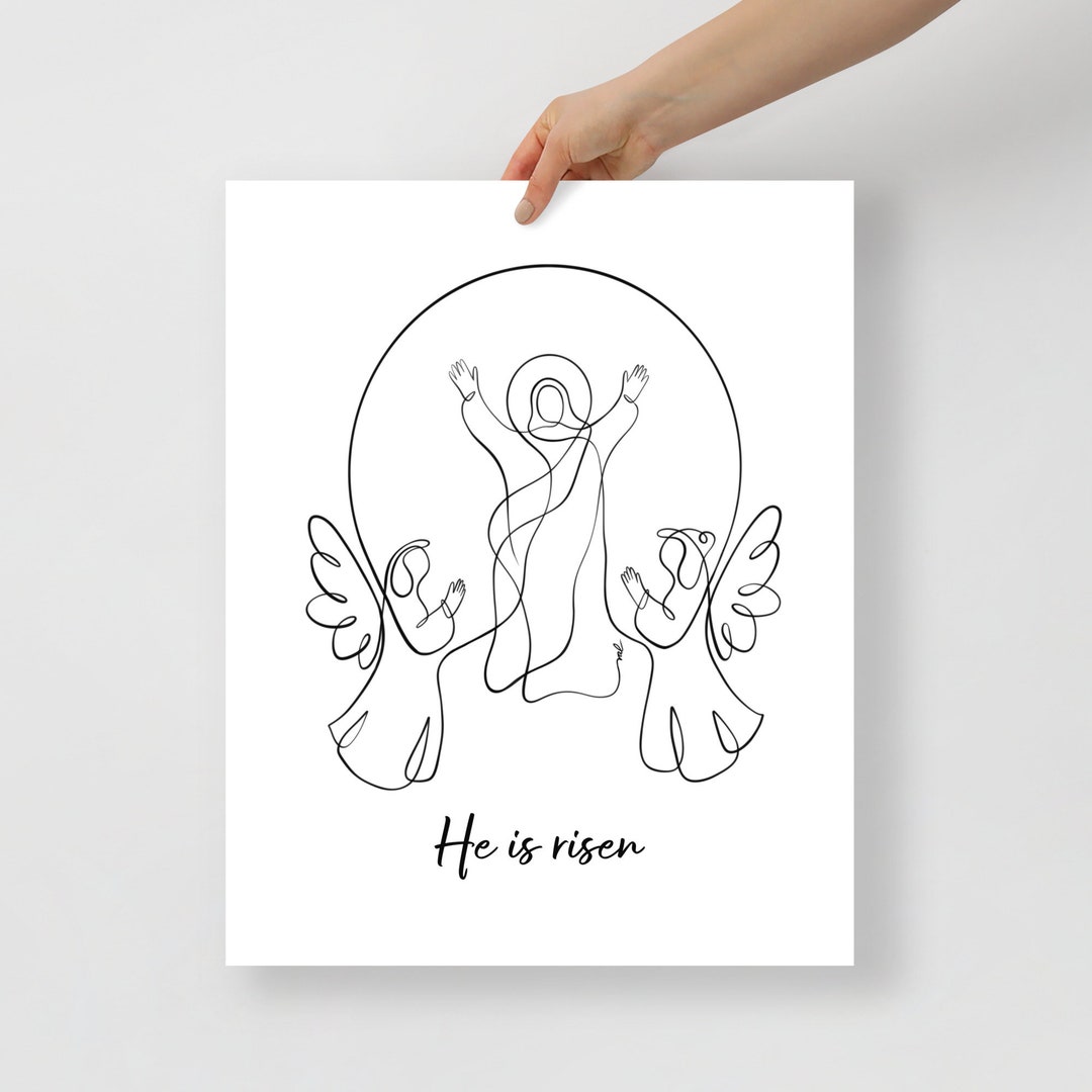 He is Risen Poster, Resurrection Scene, Easter Line Art, Jesus Art ...