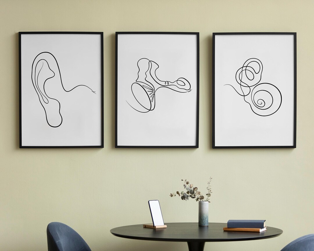 Human Ear Anatomy Print Set, Printable Minimalist Audiology Clinic ...