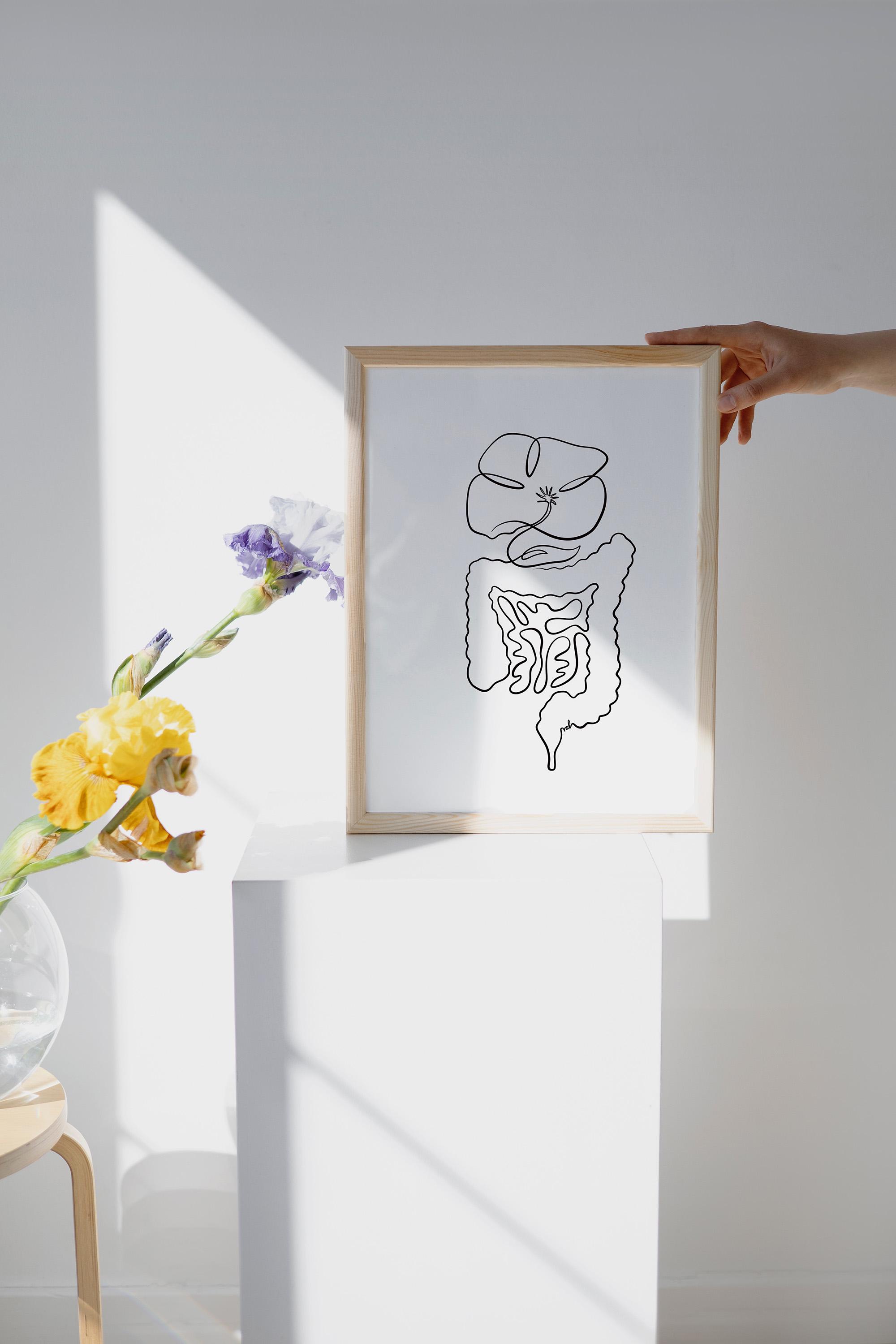 Digestive System Art Print, Gastrointestinal Tract Drawing, One Line ...
