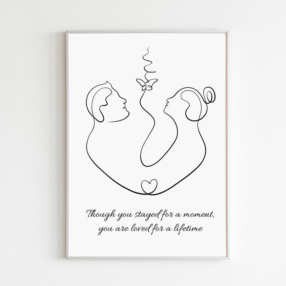 Bereavement Art Baby Loss Butterfly Printable One Line Drawing Couple ...