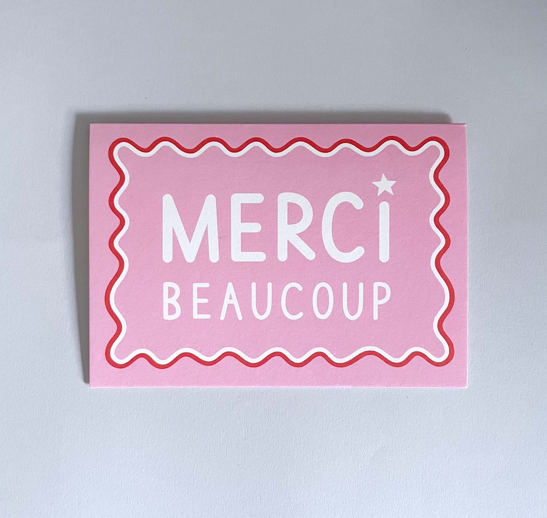 Merci Beacoup Card (thank You Card) - Etsy