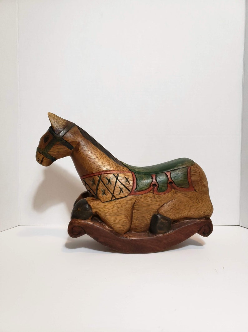 Solid Wooden Hand Carved Rocking Horse Decoration or Doorstop - Etsy