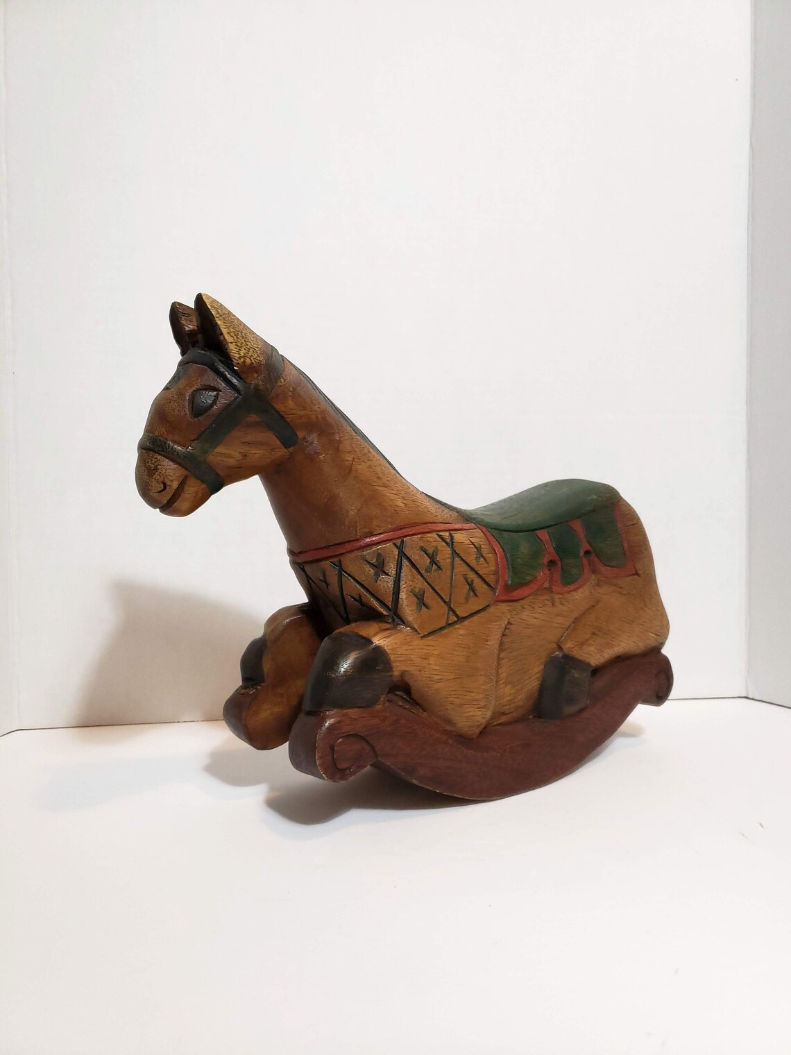 Solid Wooden Hand Carved Rocking Horse Decoration or Doorstop - Etsy