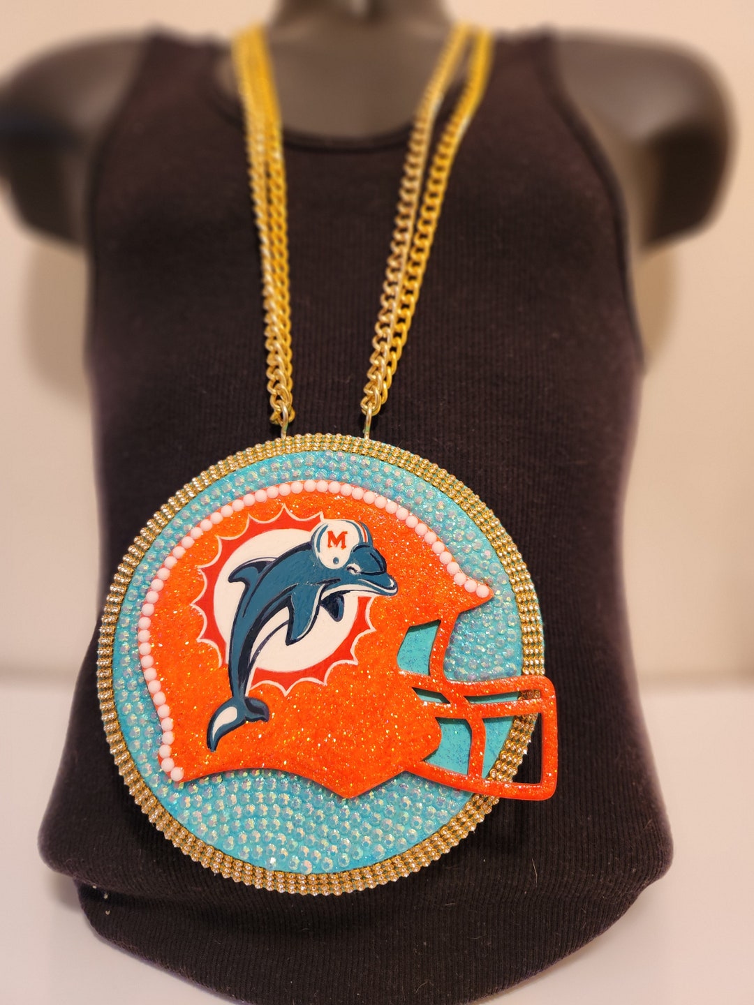 Miami Dolphins Bling Chain Dolphins Big Chain Dolphins Necklace ...