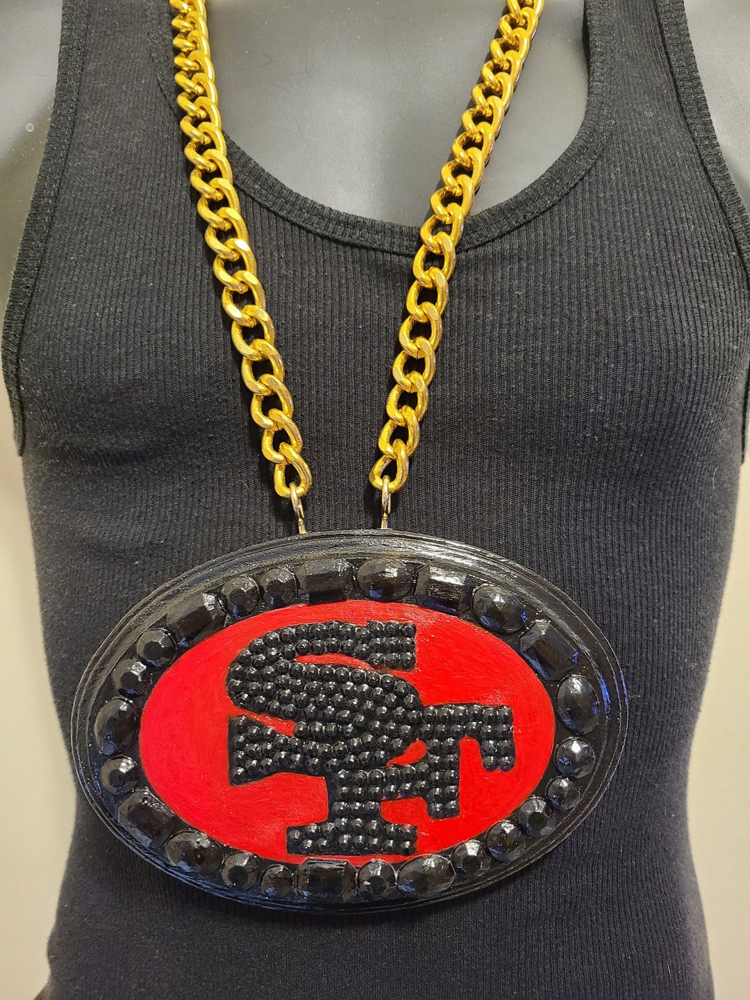49ers Red and Black Bling Chain San Francisco 49ers Chain San Francisco ...