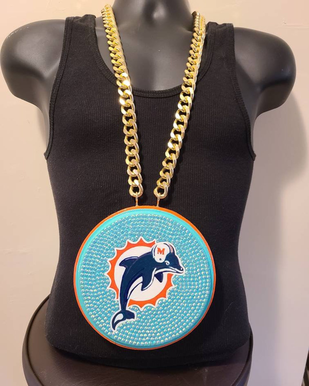 Miami Dolphins Bling Chain Dolphins Big Chain Dolphins - Etsy