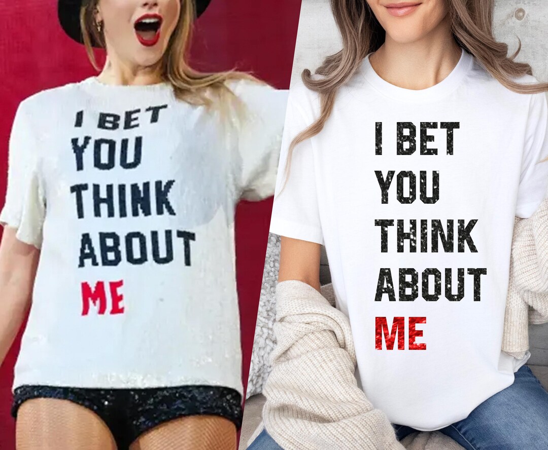 I Bet You Think About Me REAL Red and Black Glittery Glitter Printing ...