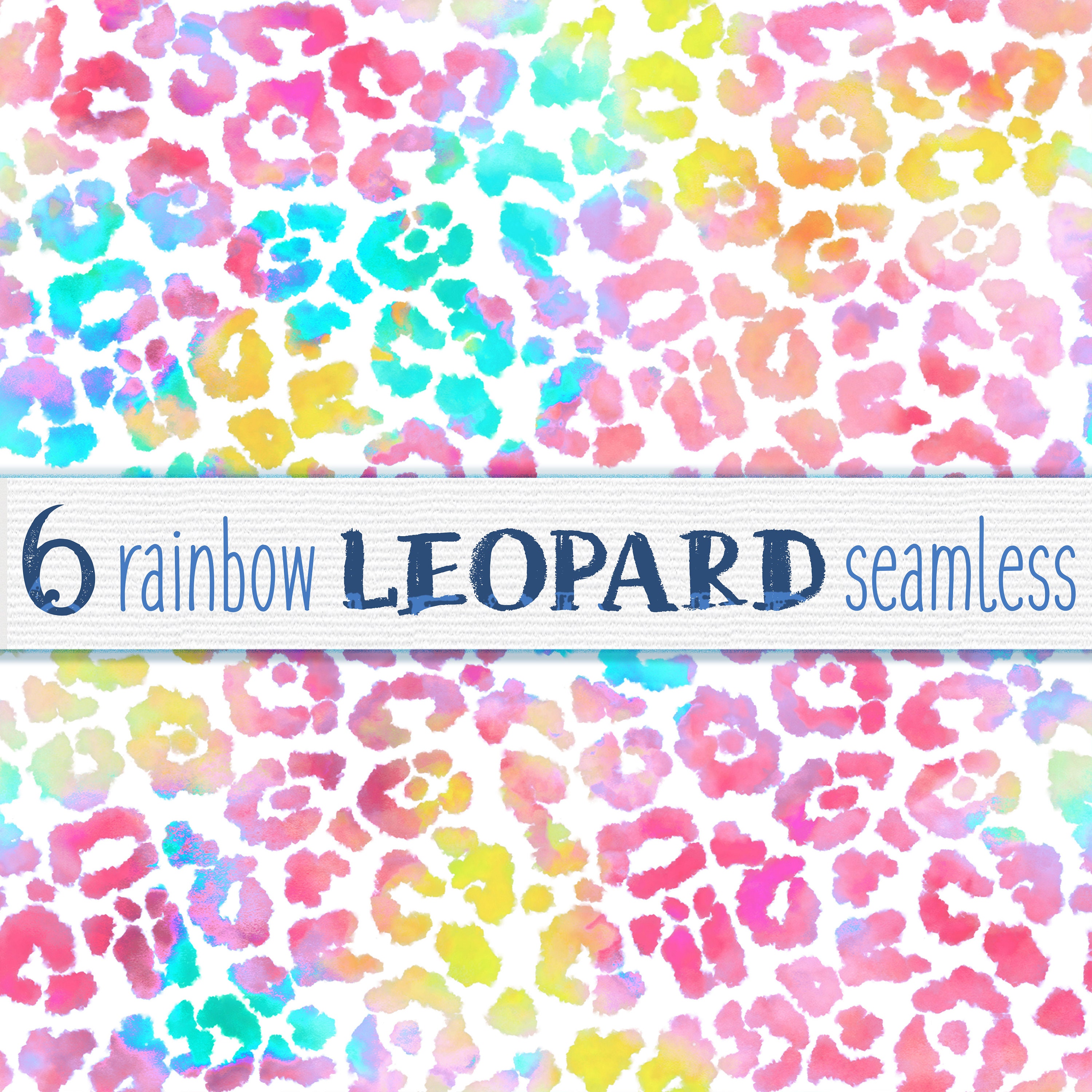LEOPARD RAINBOW Pastel SEAMLESS Digital Patterns Bright Watercolor ...