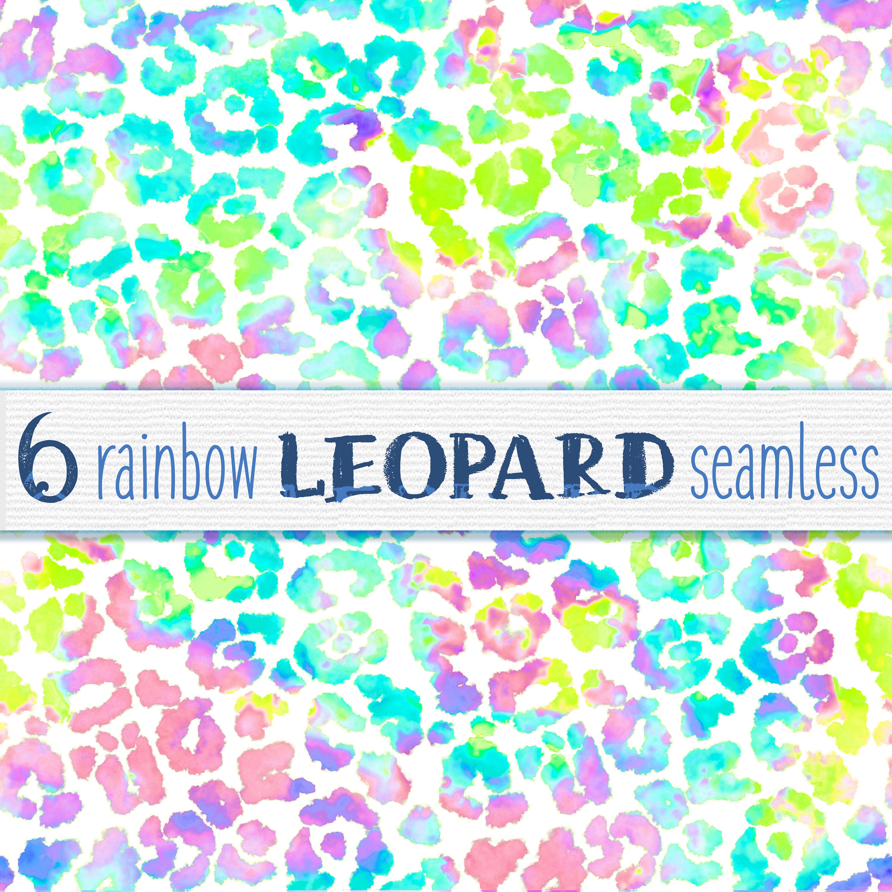 LEOPARD RAINBOW Pastel SEAMLESS Digital Patterns Bright Watercolor ...