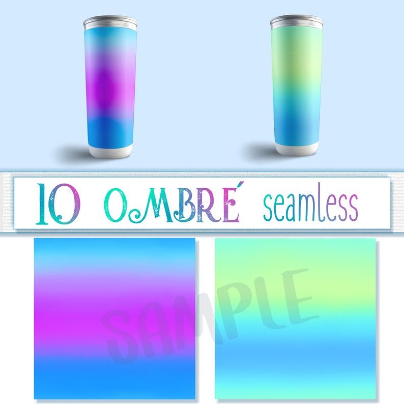 OMBRE BRIGHT SEAMLESS Tileable Digital Paper Gradient Patterns ...