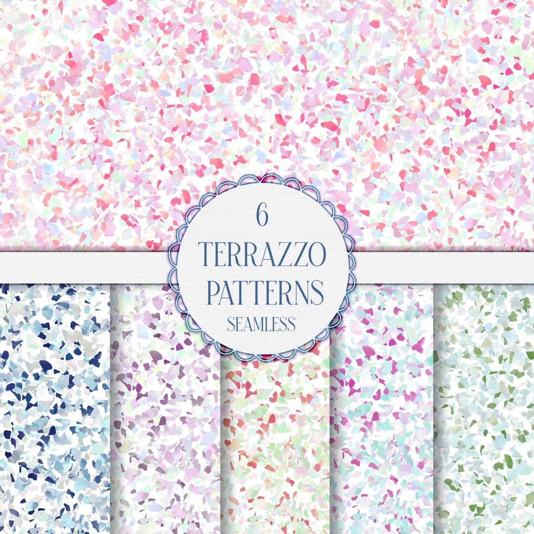 TERRAZZO SEAMLESS Digital Patterns Background Paper Blush Pink Blue ...