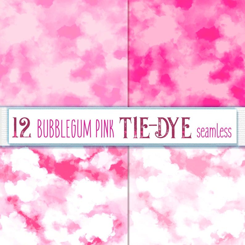 BUBBLEGUM PINK Tie-dye Seamless Digital Patterns Background Bright and ...