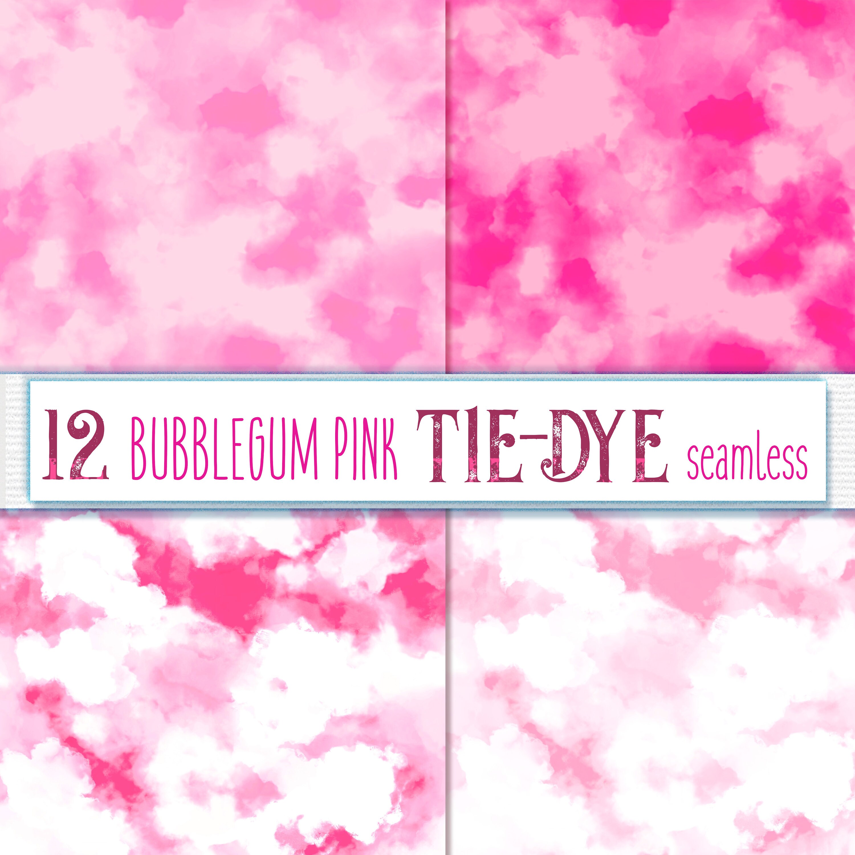 BUBBLEGUM PINK Tie-dye Seamless Digital Patterns Background Bright and ...
