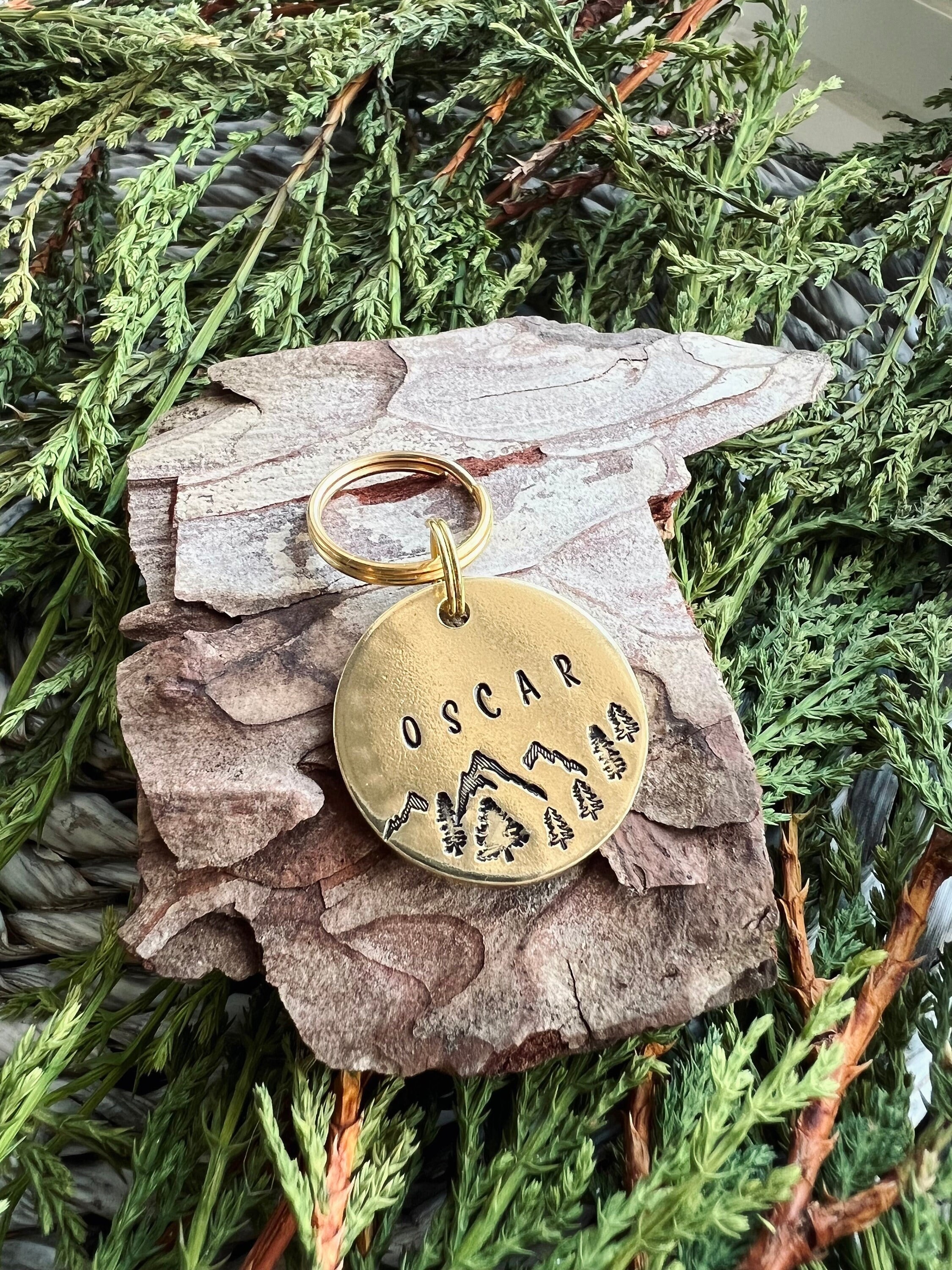 Custom Mountain Dog Tag Deep Engraved Brass Dog Tags - Etsy UK