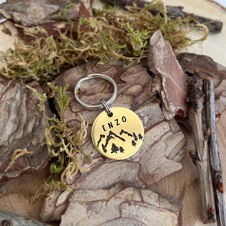 Custom Mountain Dog Tag Deep Engraved Brass Dog Tags - Etsy UK