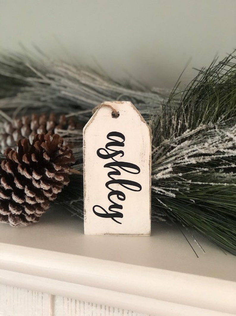 Rustic Christmas Stocking Name Tag - Etsy