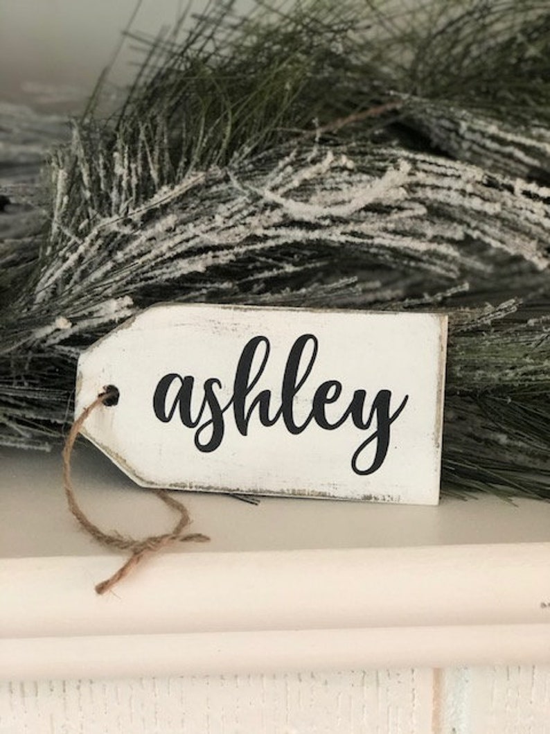 Rustic Christmas Stocking Name Tag - Etsy